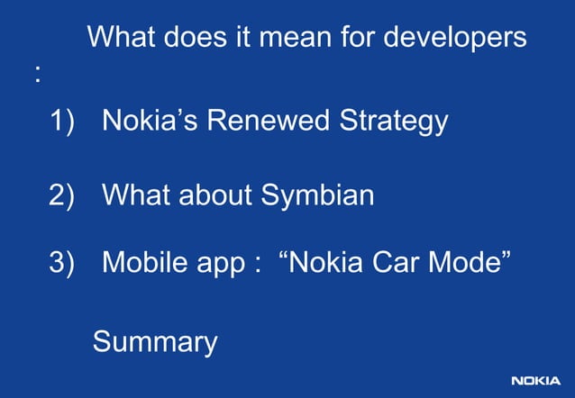 Nokia, Connecting Devlopers | PPT