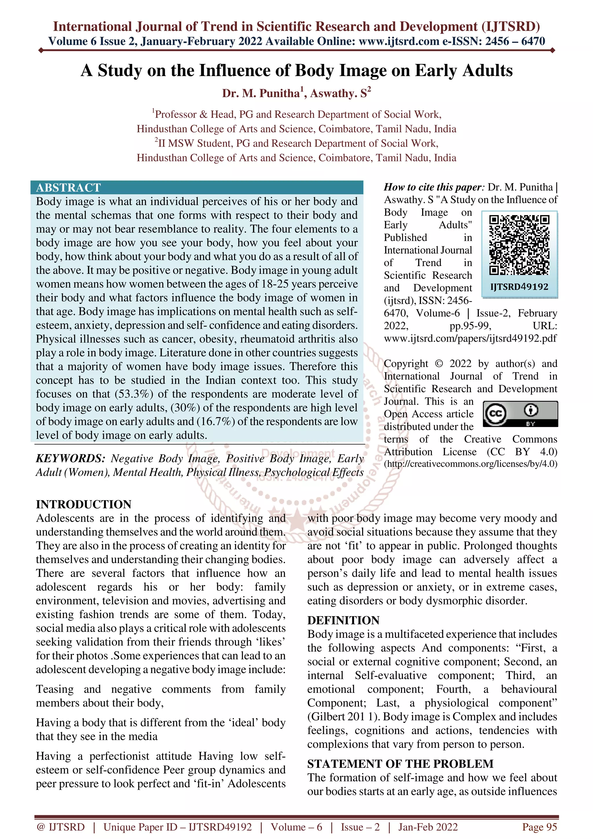 A Study on the Influence of Body Image on Early Adults | PDF ...