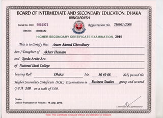 HSC CERTIFICATE | PDF