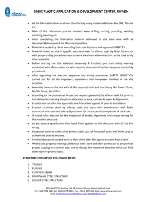 Alfanar SPADC Riyadh Project - Steel Structural package | PDF