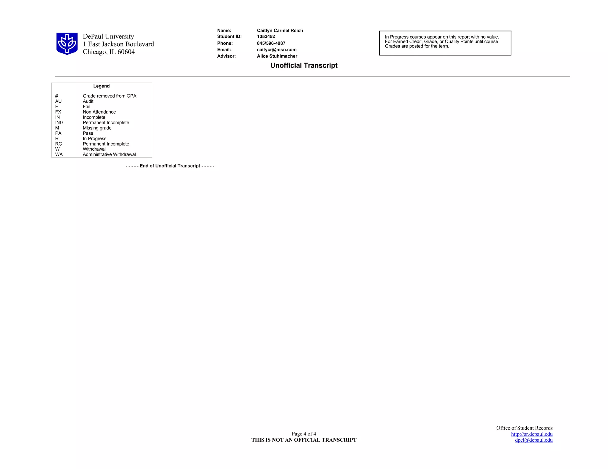unofficial transcript | PPT