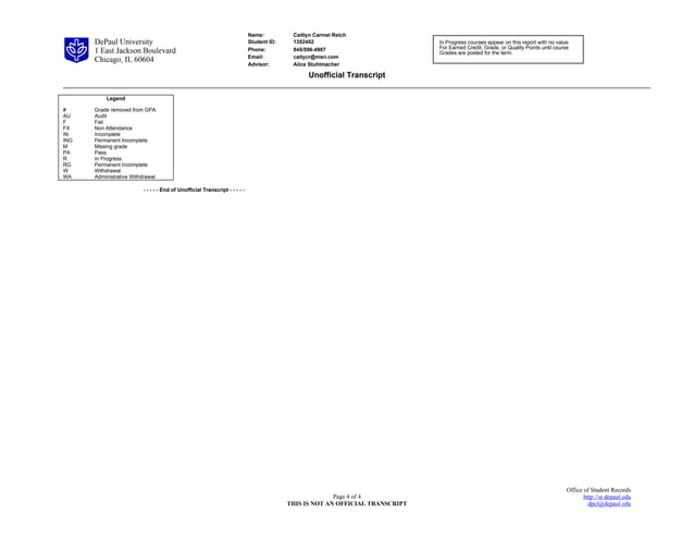 unofficial transcript | PPT