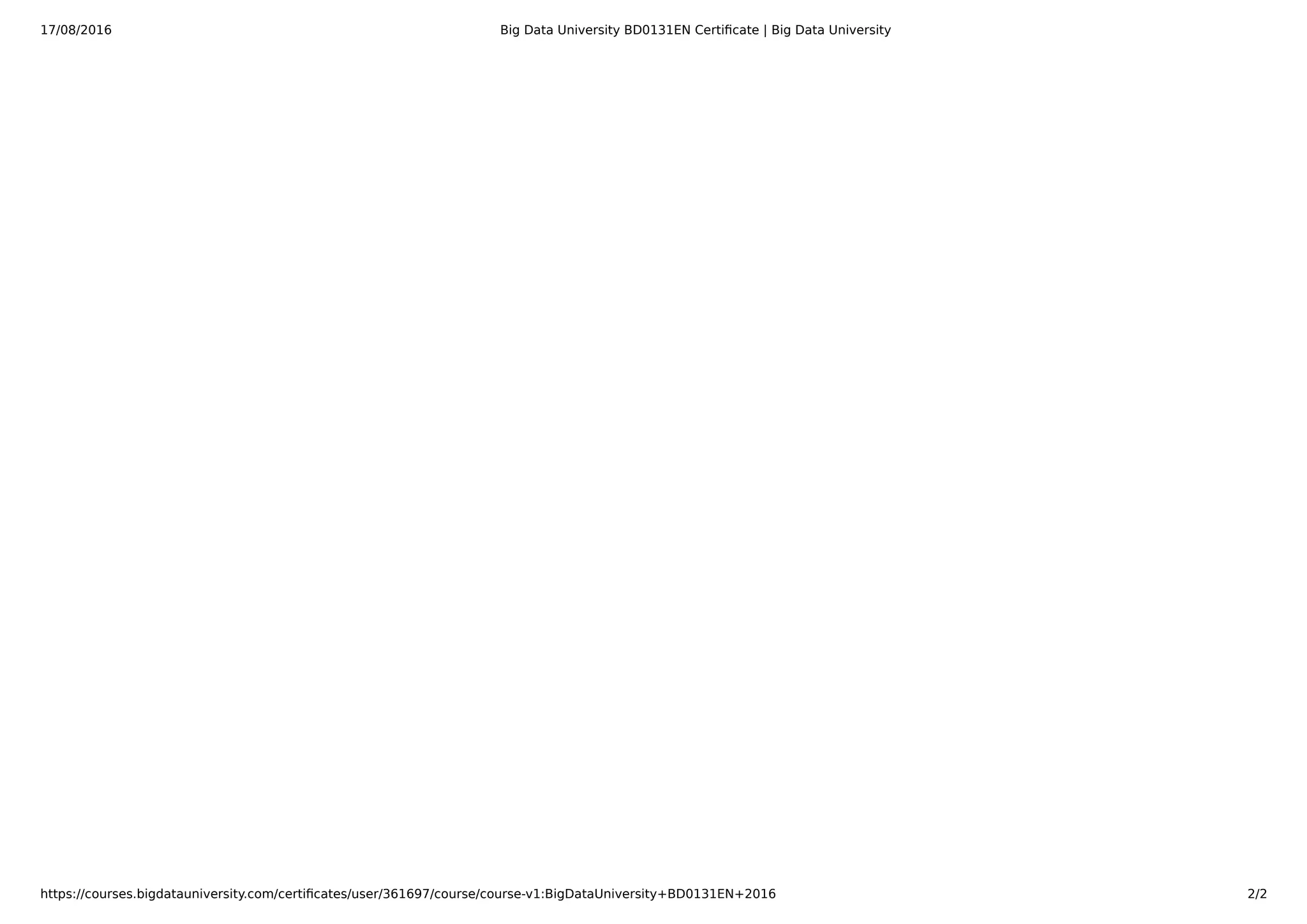 Big Data University Bd0131en Certificate Big Data University Ppt 2832