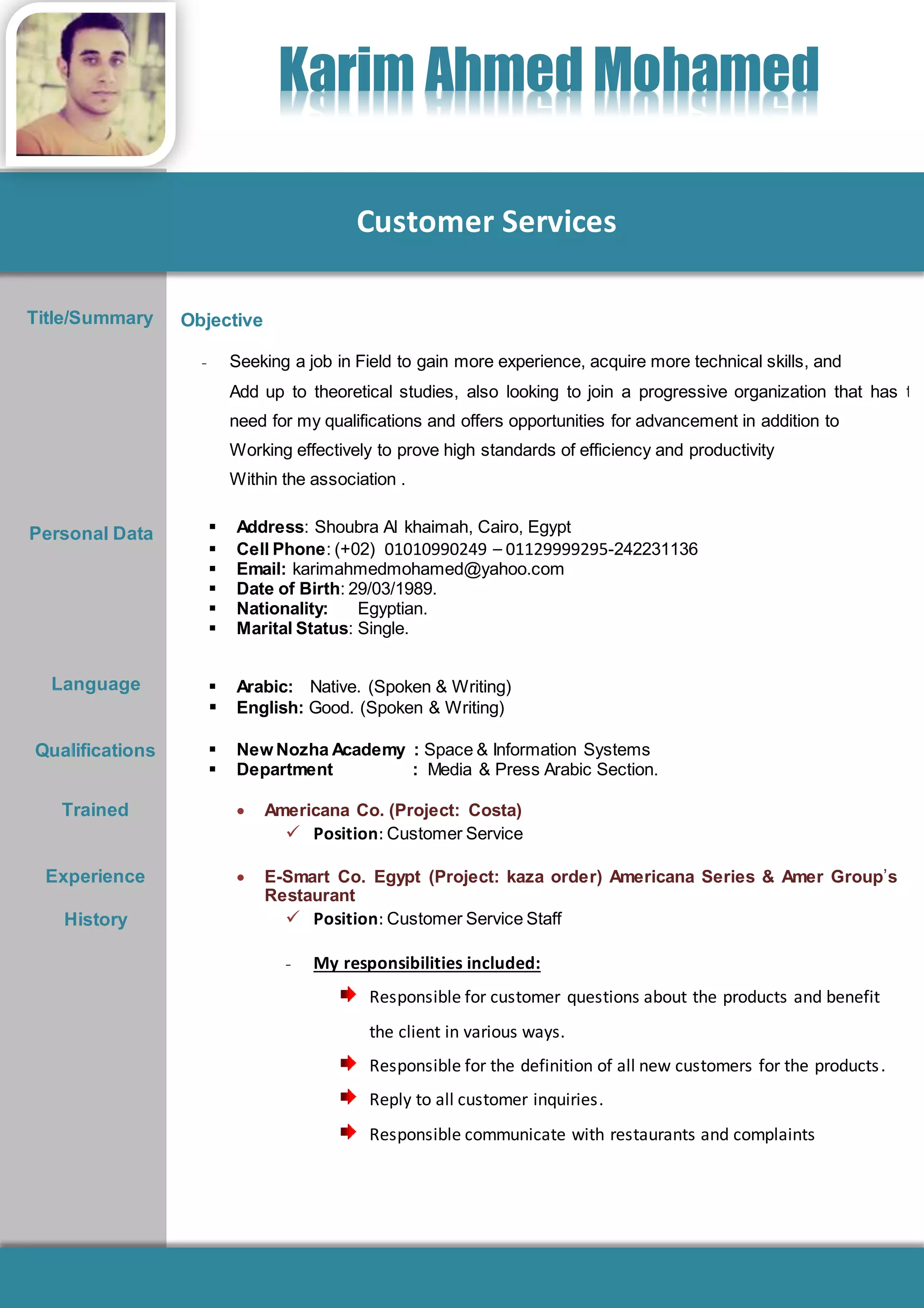 Curriculum Vitae Karim | PDF