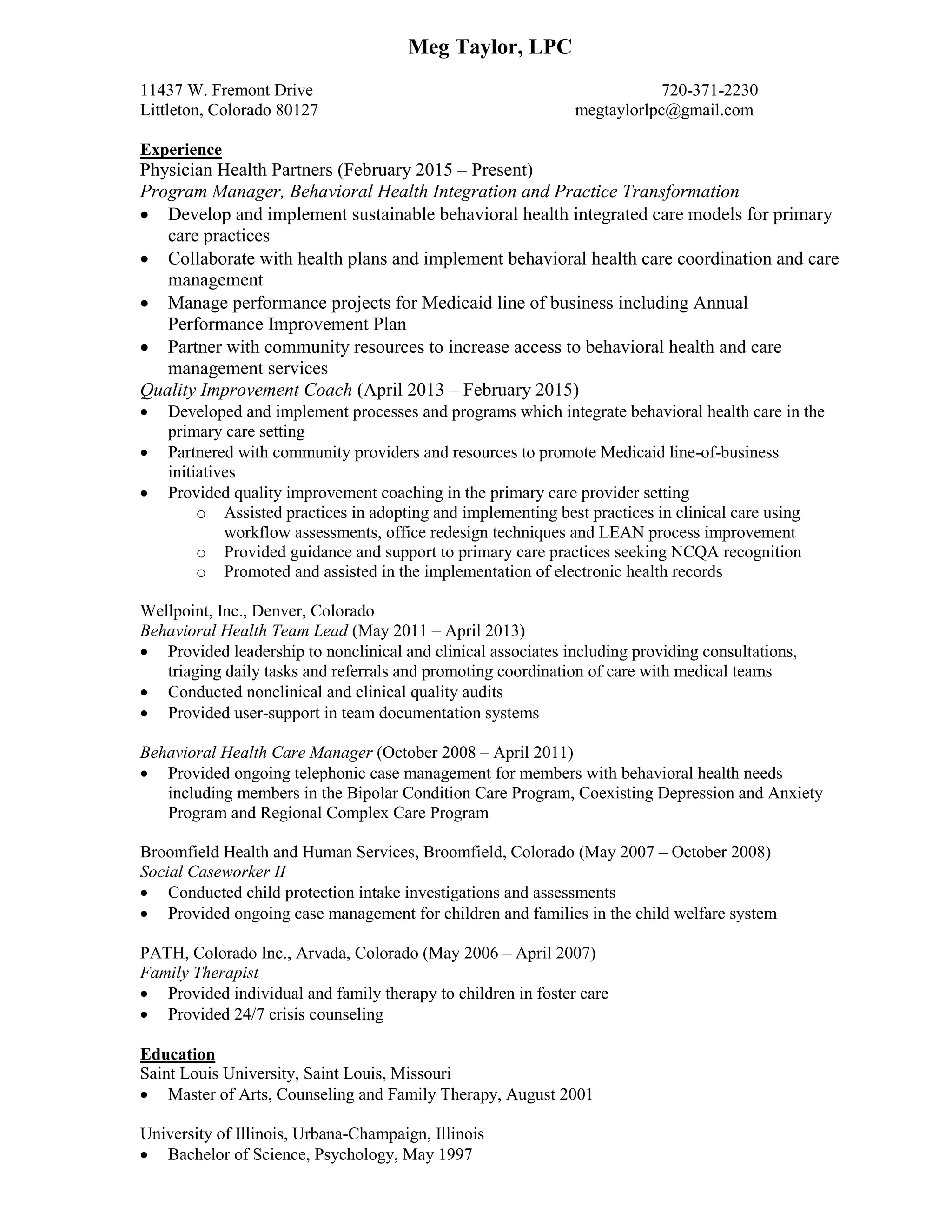 Meg Taylor Resume | PDF