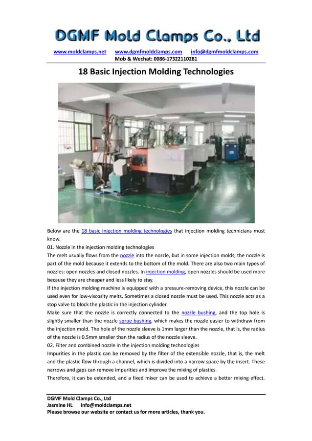 18 basic injection molding technologies | PDF
