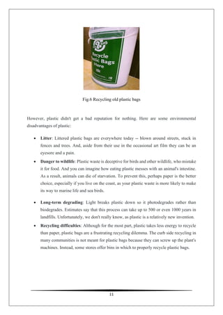 Prevention Of Plastic Pollution And Comparison With Paper | PDF