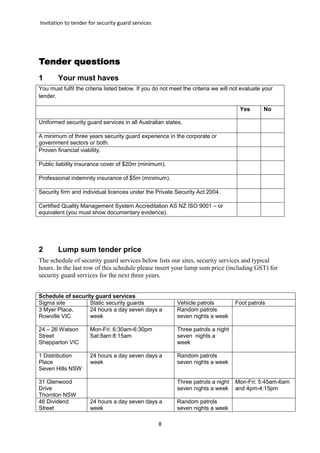 Final security guard tender | PDF