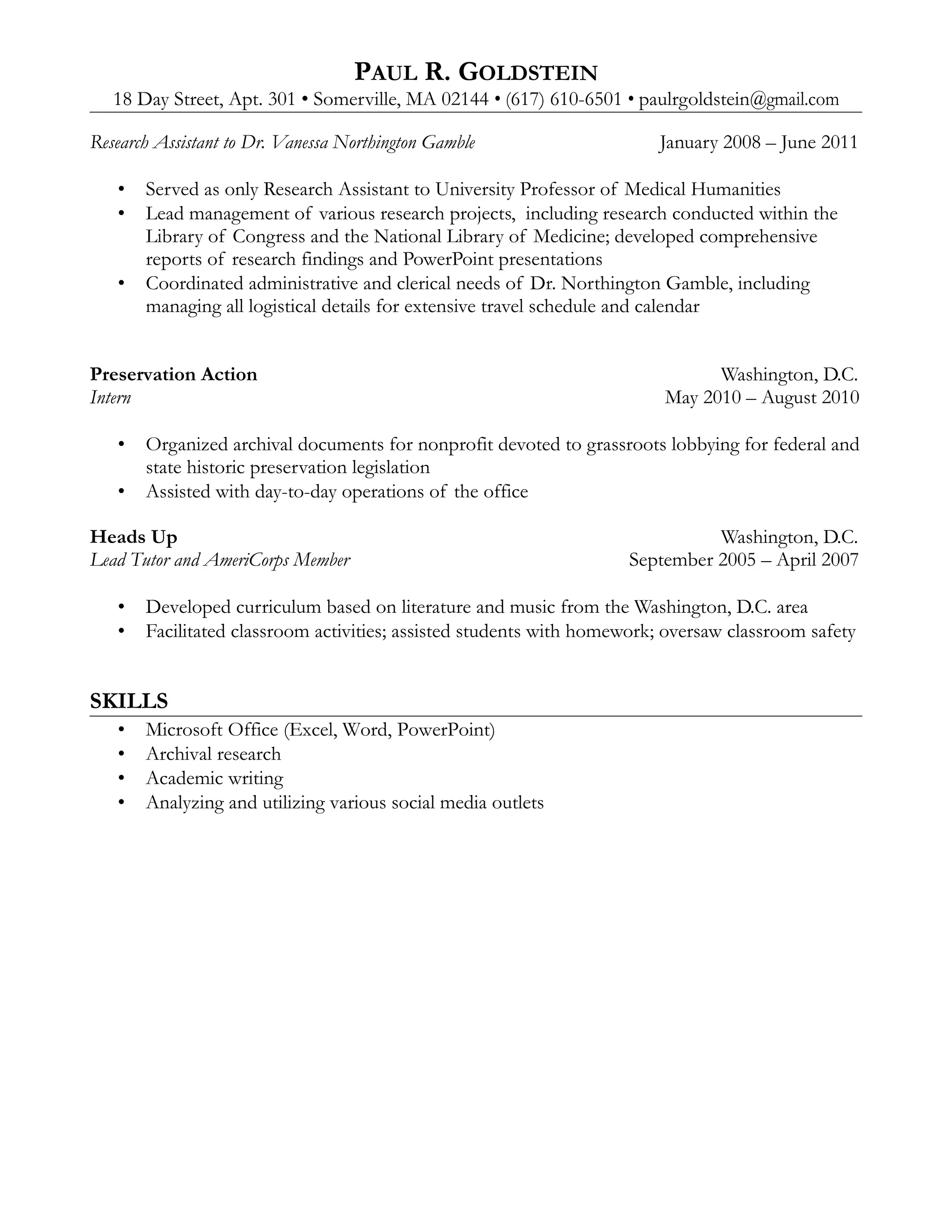 Paul Goldstein Resume 11-9-16 | PDF