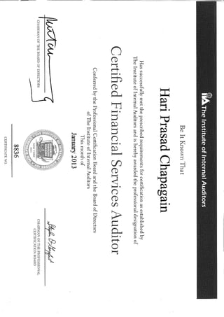CFSA Certification January 2013 | PDF