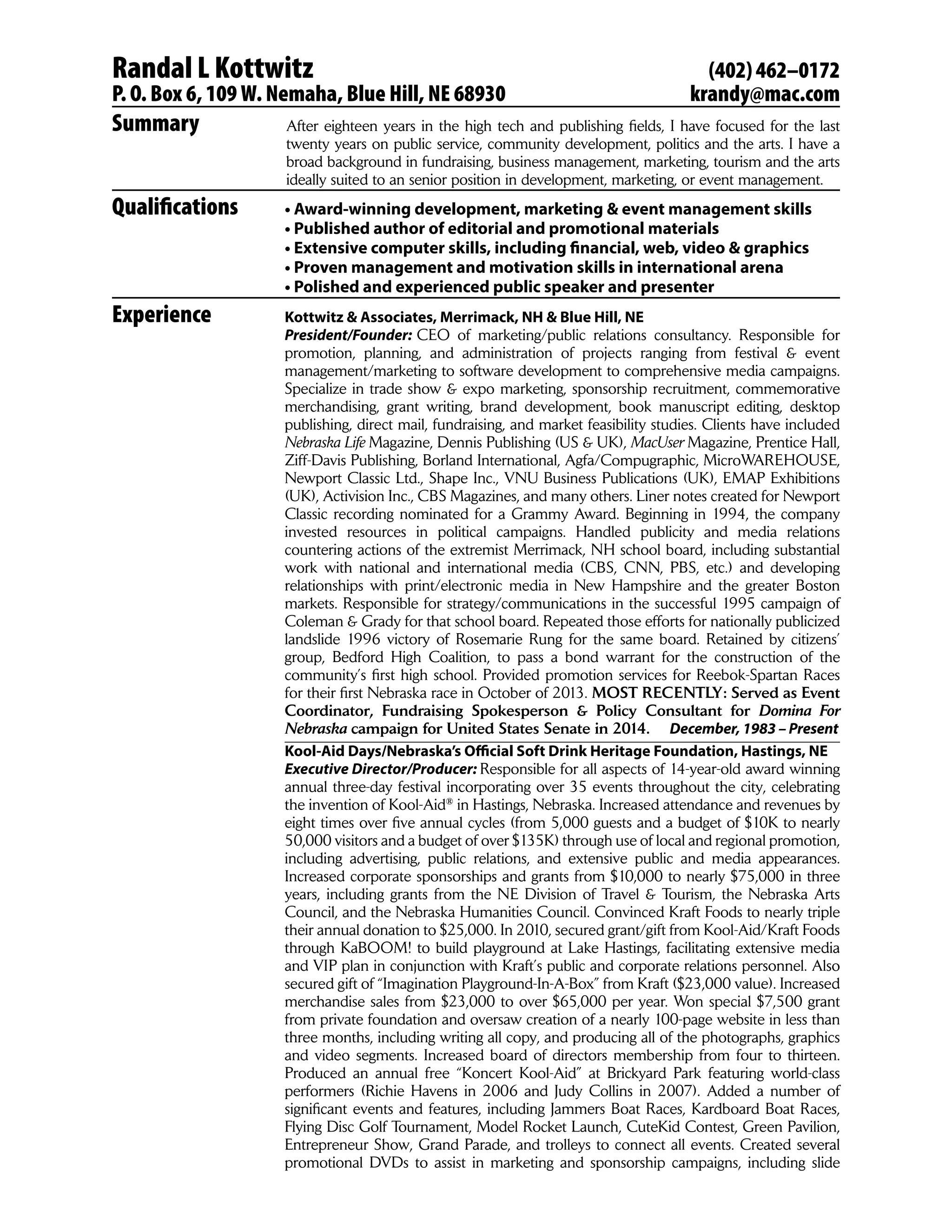 R Kottwitz CV 7-2015 | PDF