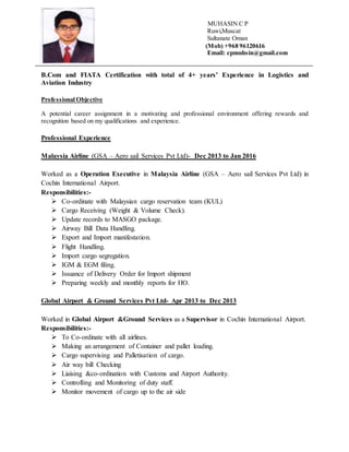 Airport Ground Staff Resume