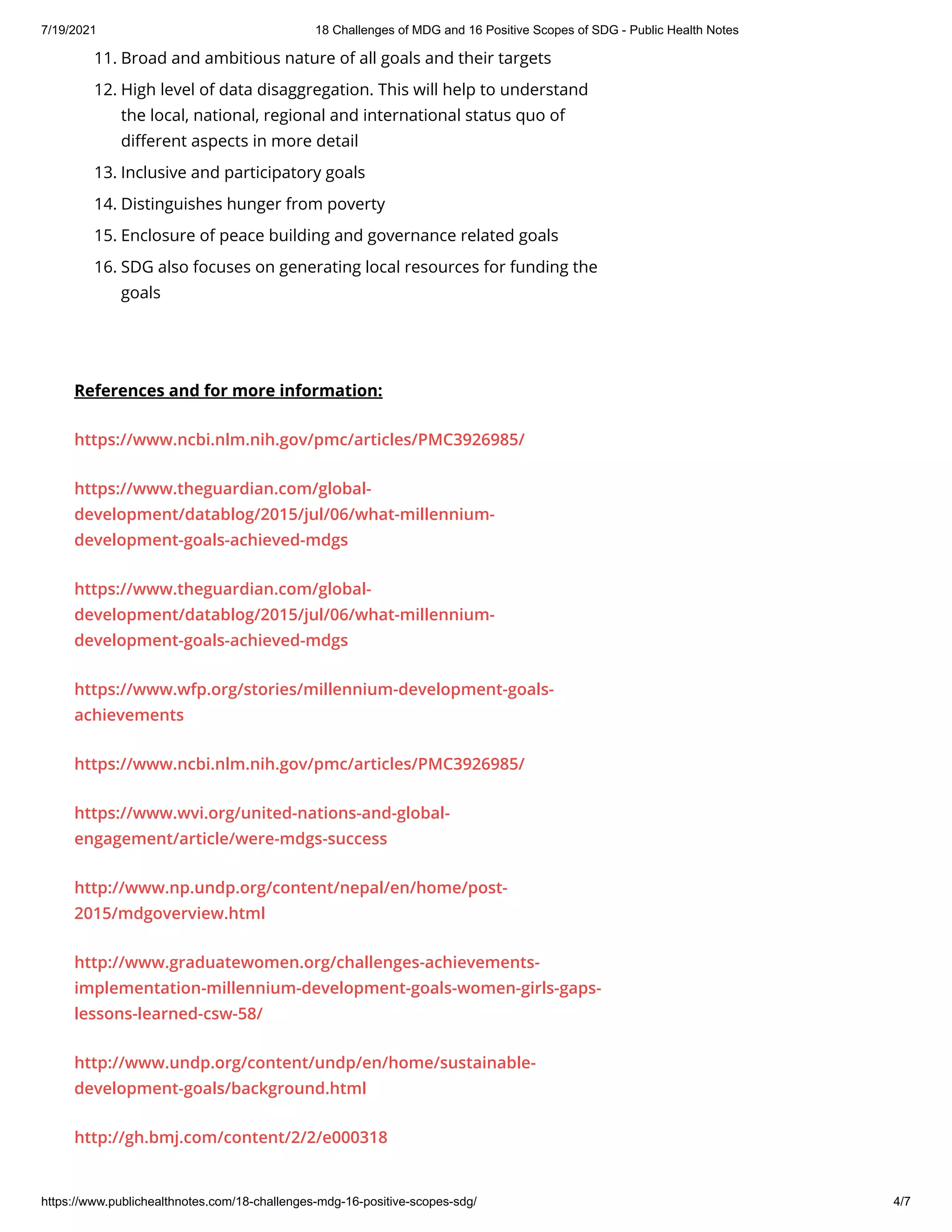 18 challenges of mdg and 16 positive scopes of sdg public health notes ...