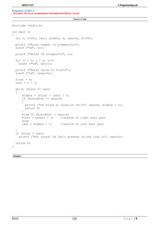 CBCS 2018 Scheme I sem Lab Manual for 18CPL17 | PDF