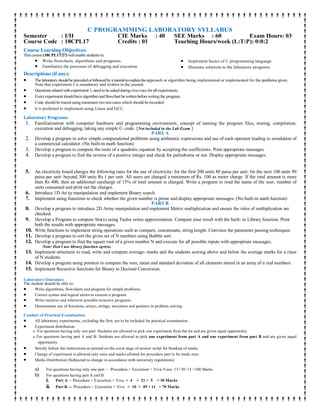CBCS 2018 Scheme I sem Lab Manual for 18CPL17 | PDF