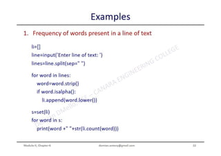 Python Programming ADP VTU CSE 18CS55 Module 2 Chapter 6 | PPT