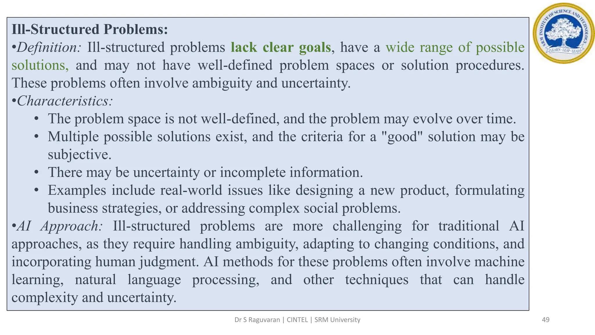 18CSC305J – Artificial Intelligence - UNIT 1.pptx