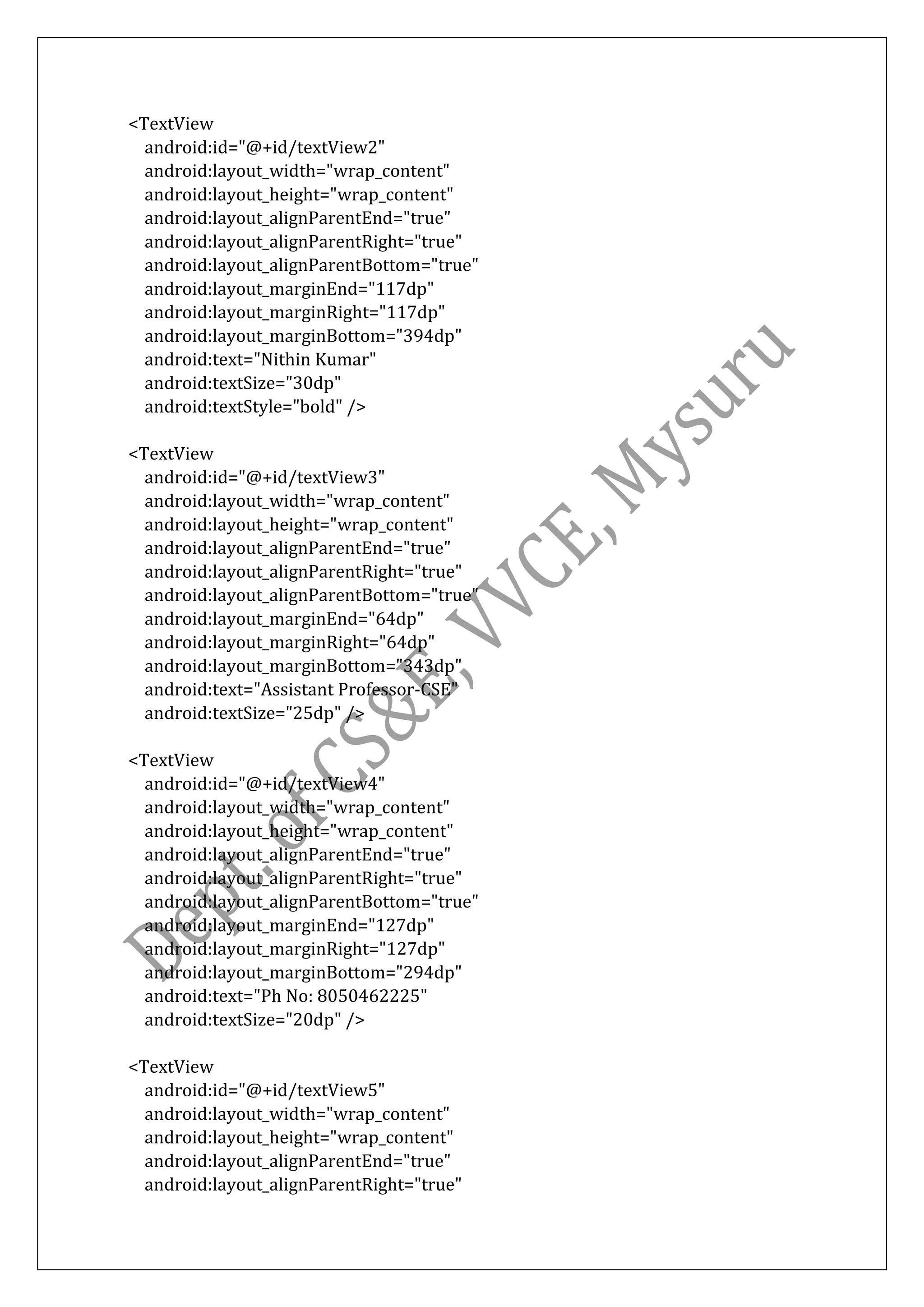 18CSMP68 VTU Mobile Application Develeopment Lab Manual by Nithin, VVCE ...
