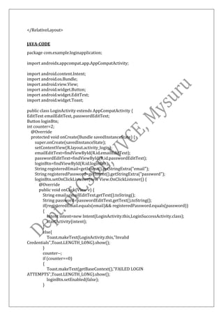 18CSMP68 VTU Mobile Application Develeopment Lab Manual by Nithin, VVCE, Mysuru | PDF