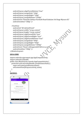 18CSMP68 VTU Mobile Application Develeopment Lab Manual by Nithin, VVCE ...
