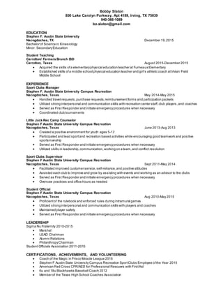 Bobby Slaton Resume | PDF