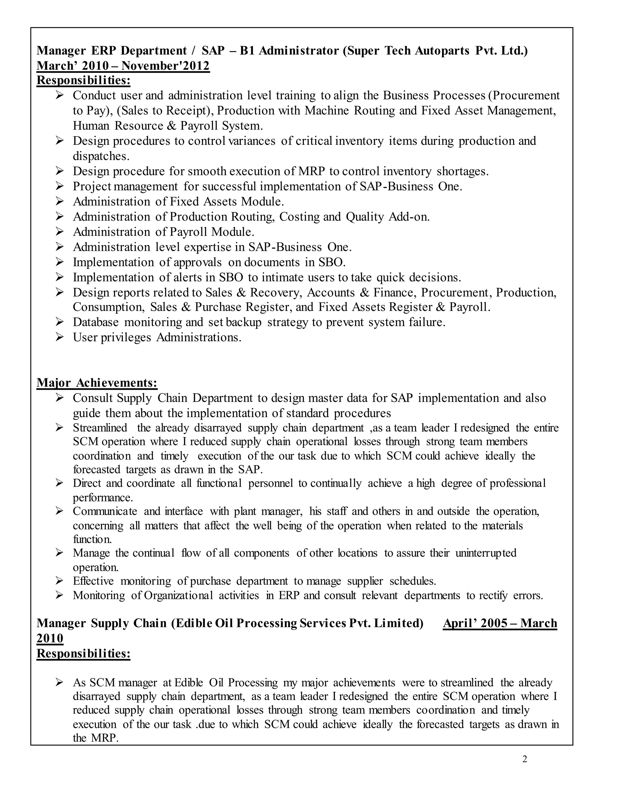 Nisar Ahmed CV | PDF
