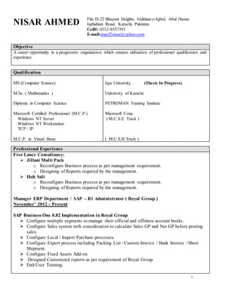 Nisar Ahmed CV | DOCX