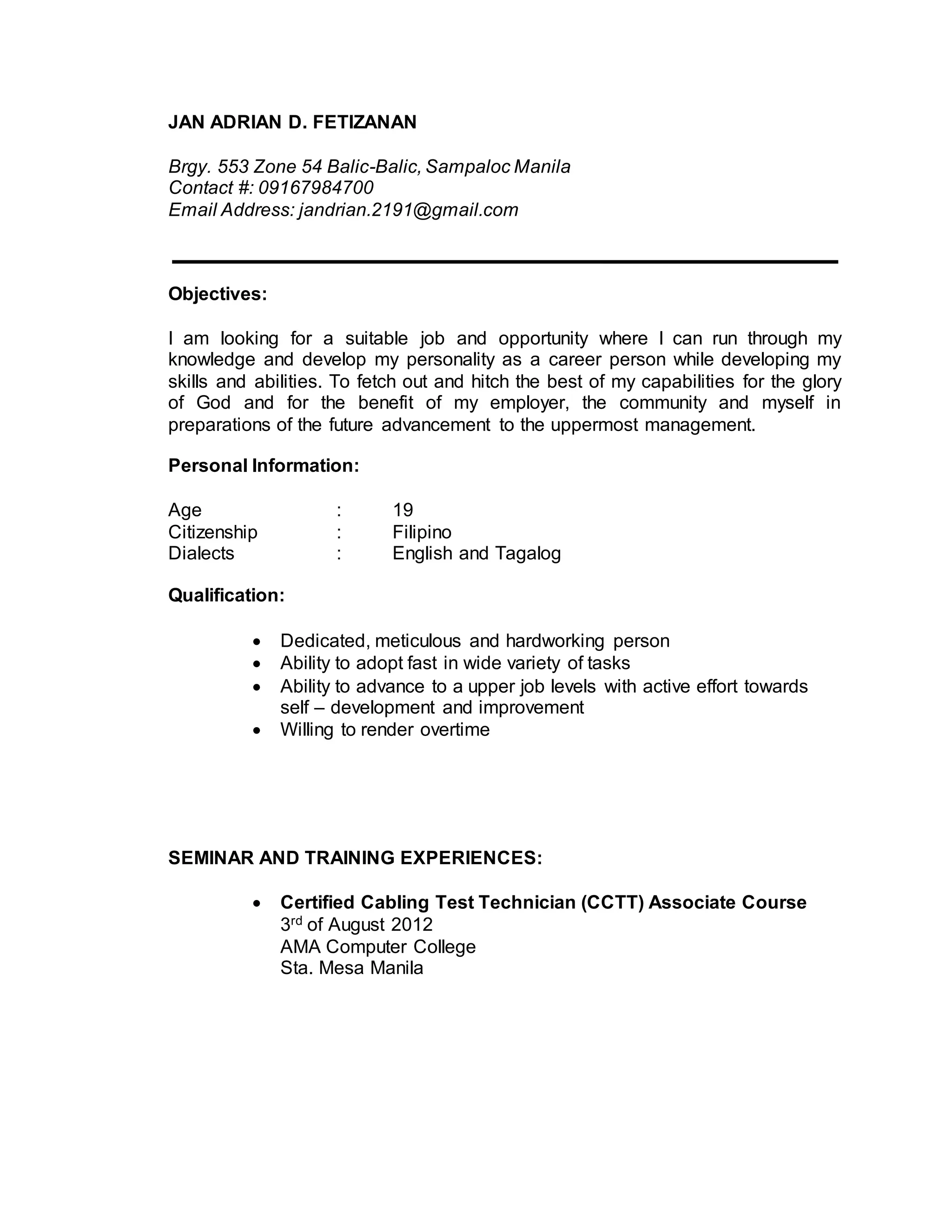 JAD_RESUME | DOCX | Computing | Technology & Computing