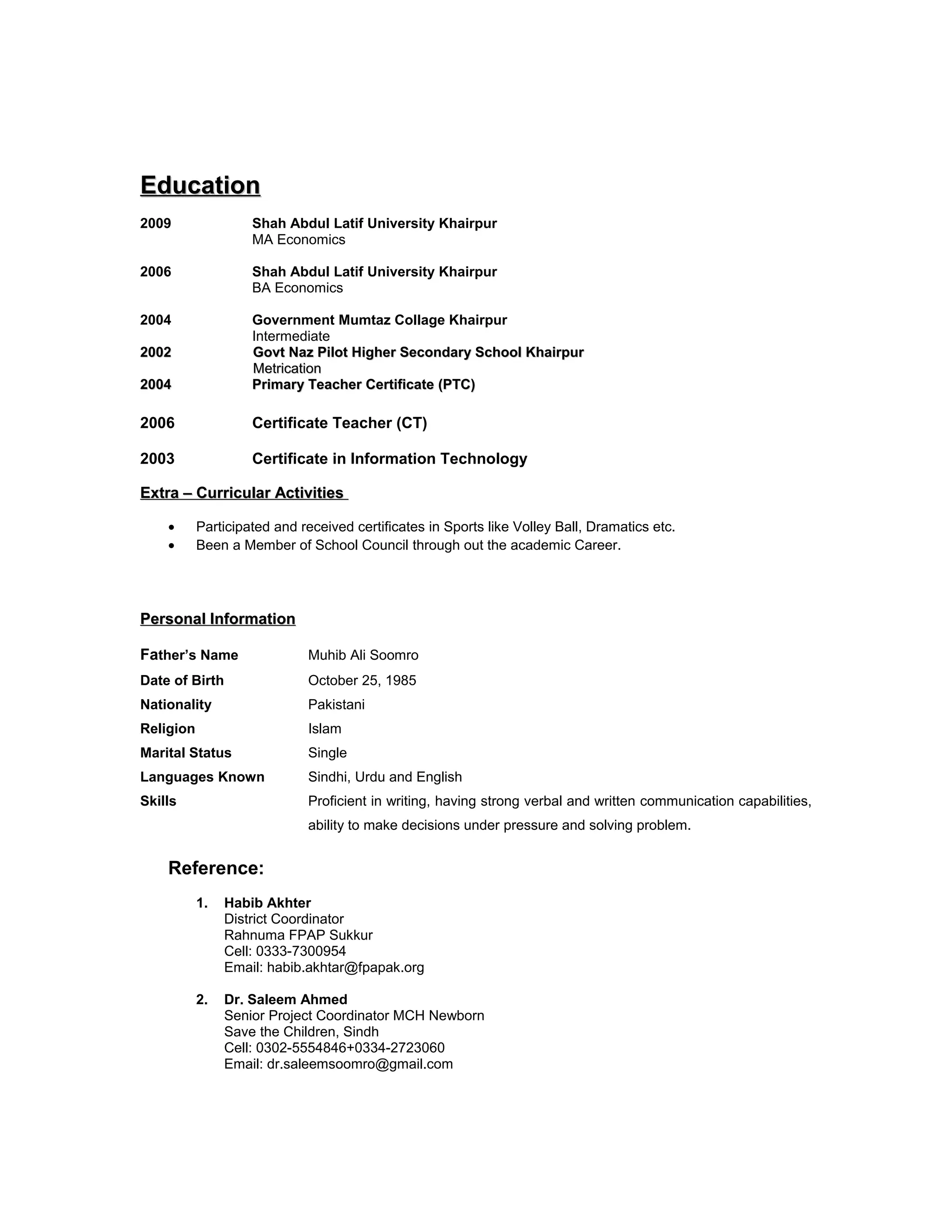 Azam Cv | DOC | Daycare and Pre-School | Parenting