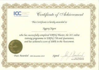 ICC Certificate - URDG Master | PDF