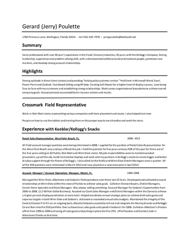 Jerry Poulette Resume 6-8-16 | PDF