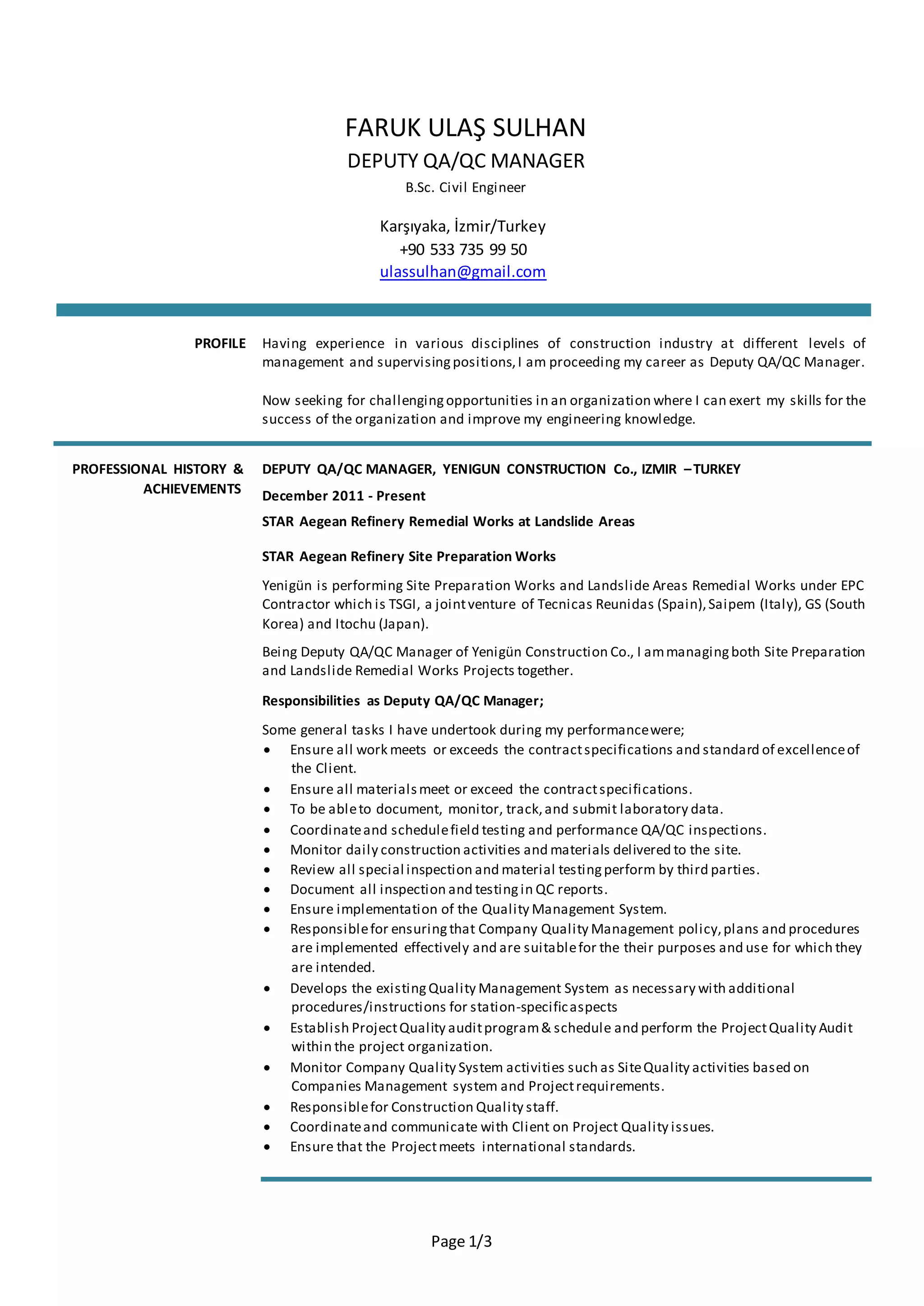 Faruk Ulas SULHAN CV | DOCX