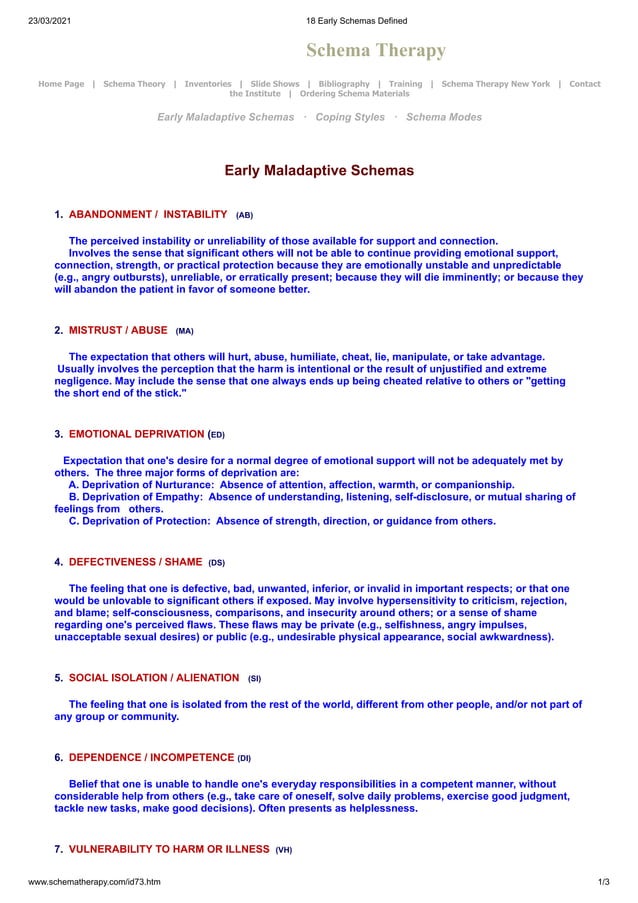 18 early schemas defined | PDF