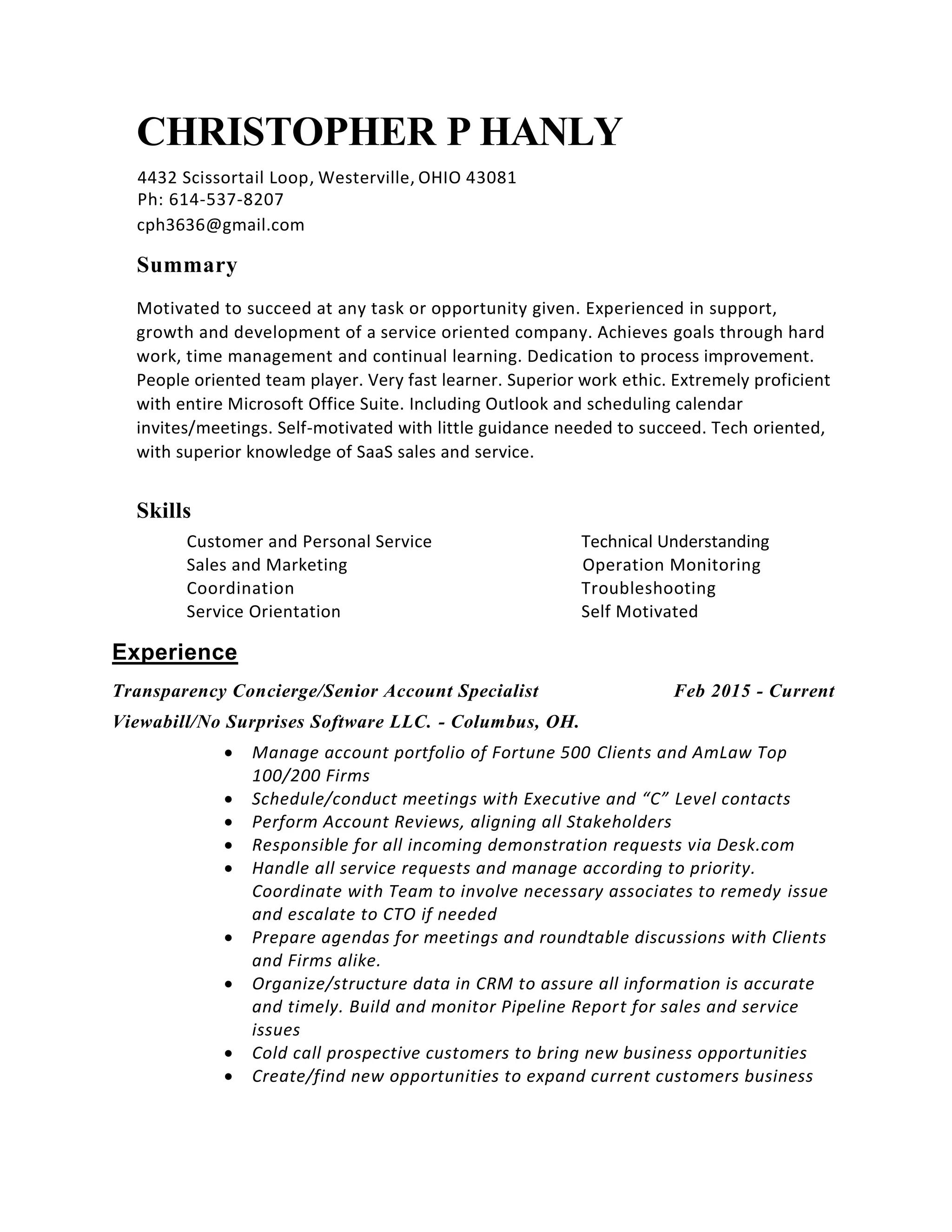 Christopher Hanly Resume | PDF