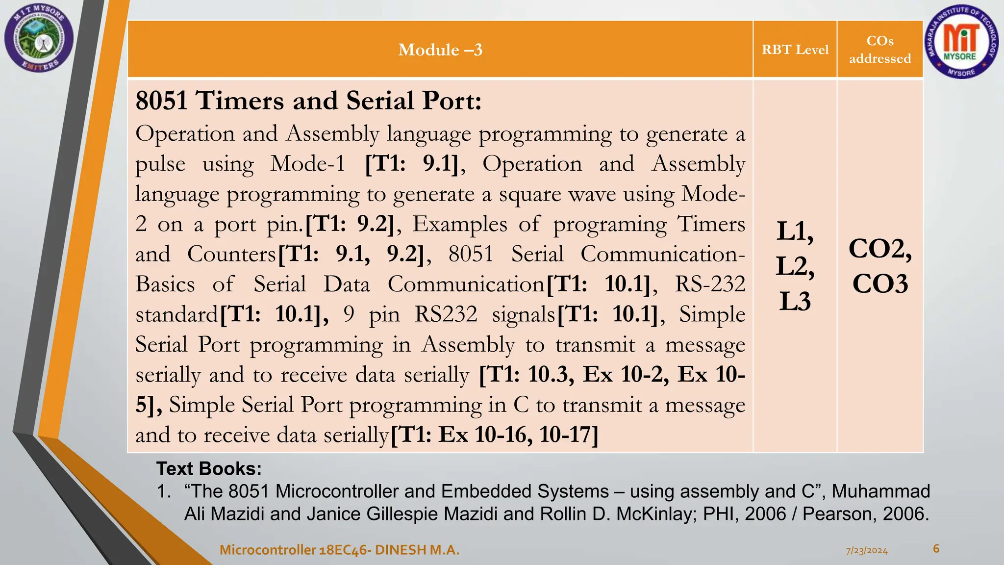 MICROCONTROLLER_ VTU_8051 TIMERS AND SERIAL PORTSModule3.pptx