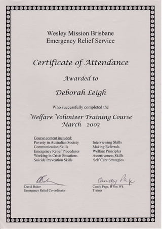 Welfare Volunteer Training Course | PDF
