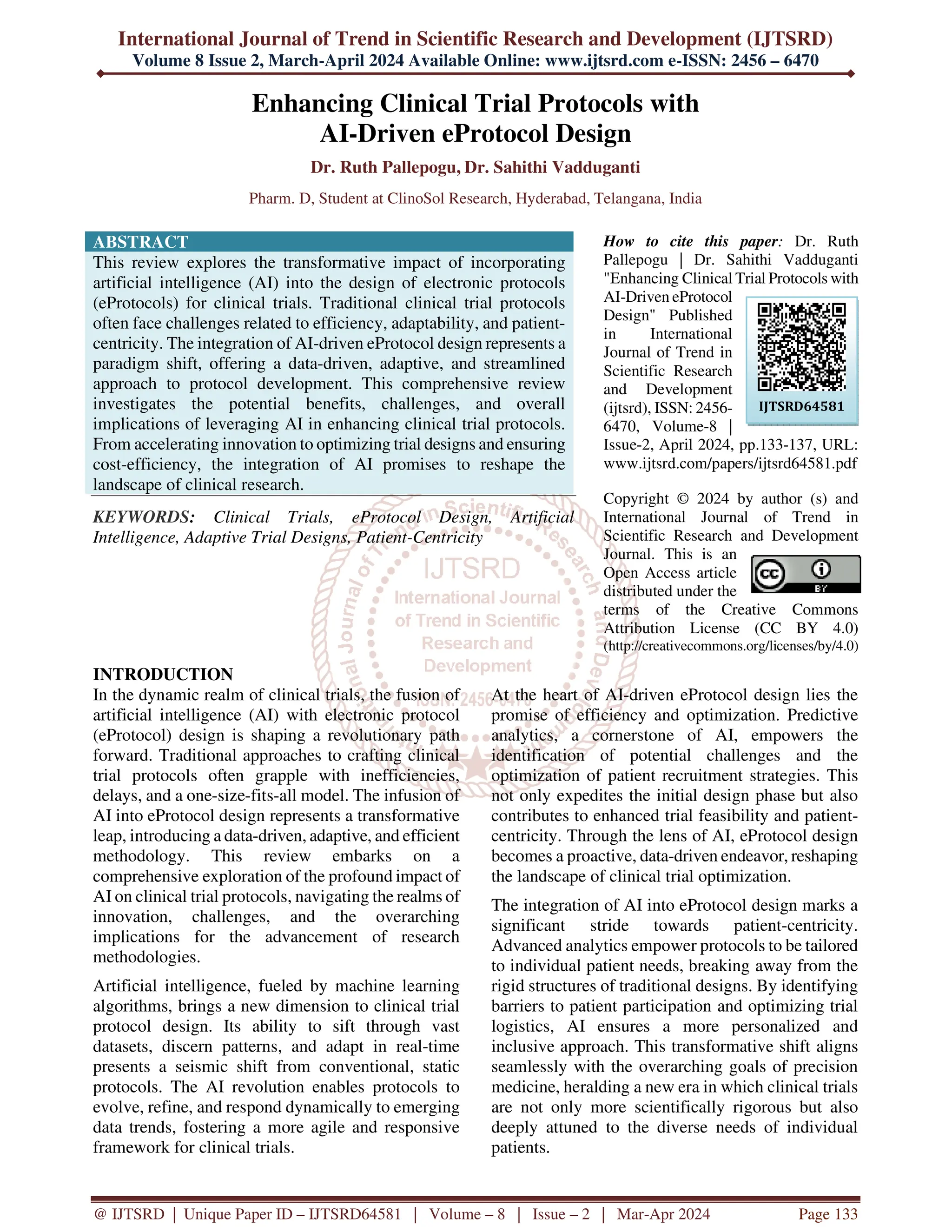 Enhancing Clinical Trial Protocols with AI Driven eProtocol Design | PDF