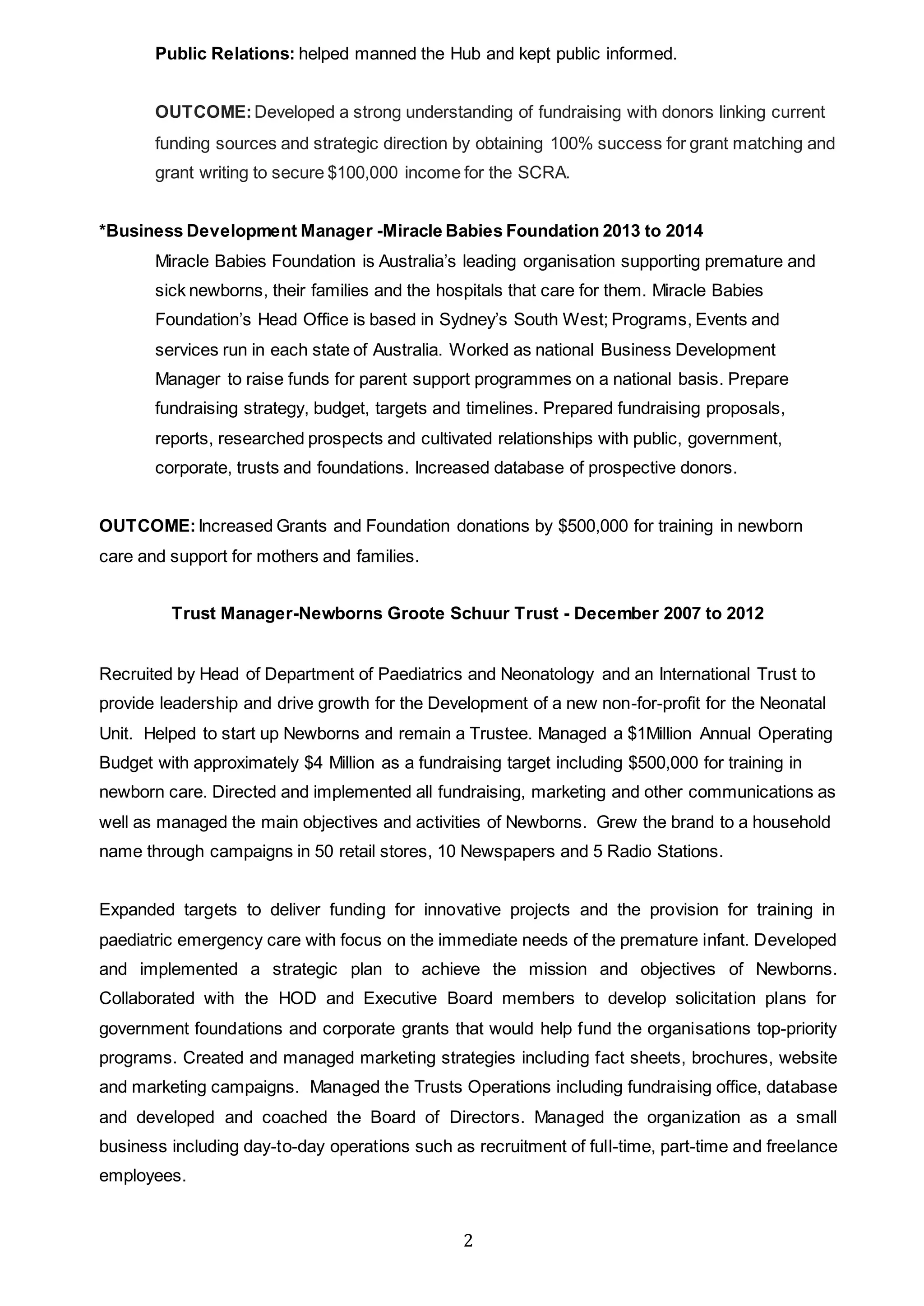 Erica Jacobs CV Fundraiser 2016 | DOCX | Non-Profit Organizations ...