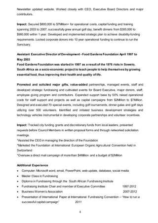 Erica Jacobs CV Fundraiser 2016 | DOCX | Non-Profit Organizations | Industries