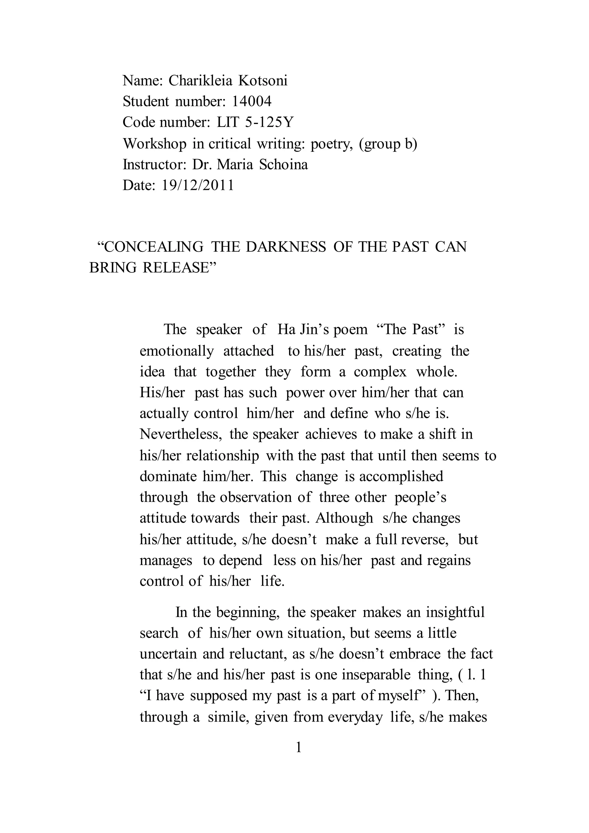 Ha Jin -The Past | DOCX