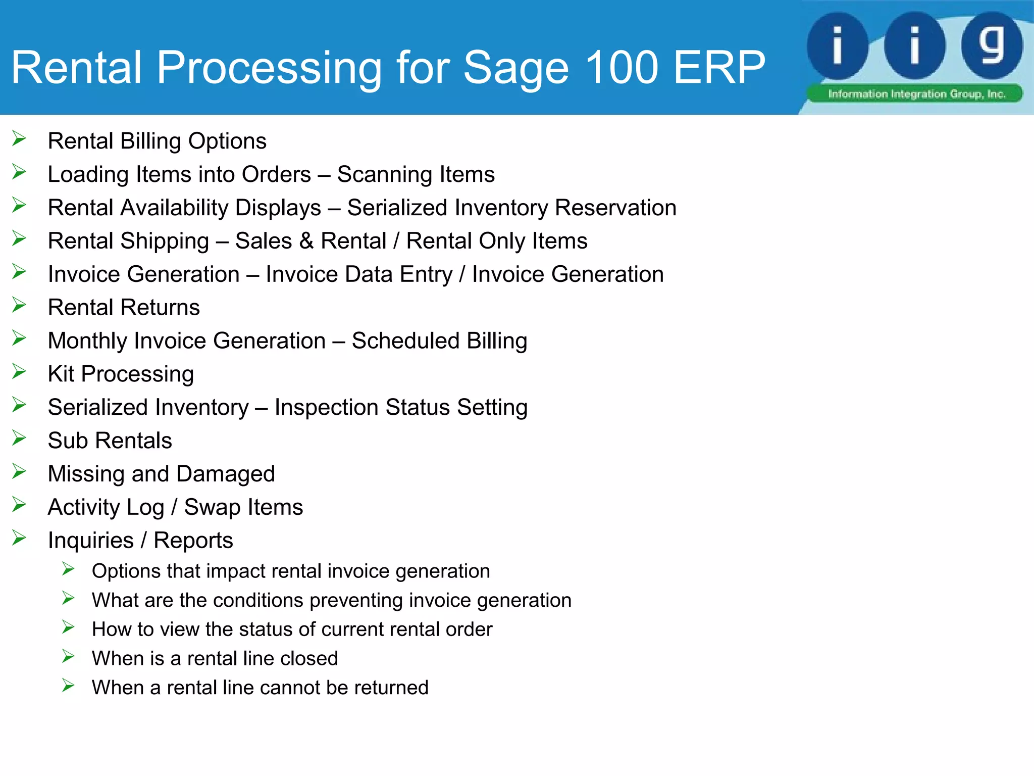 IIG Rental Processing - Presentation | PPT