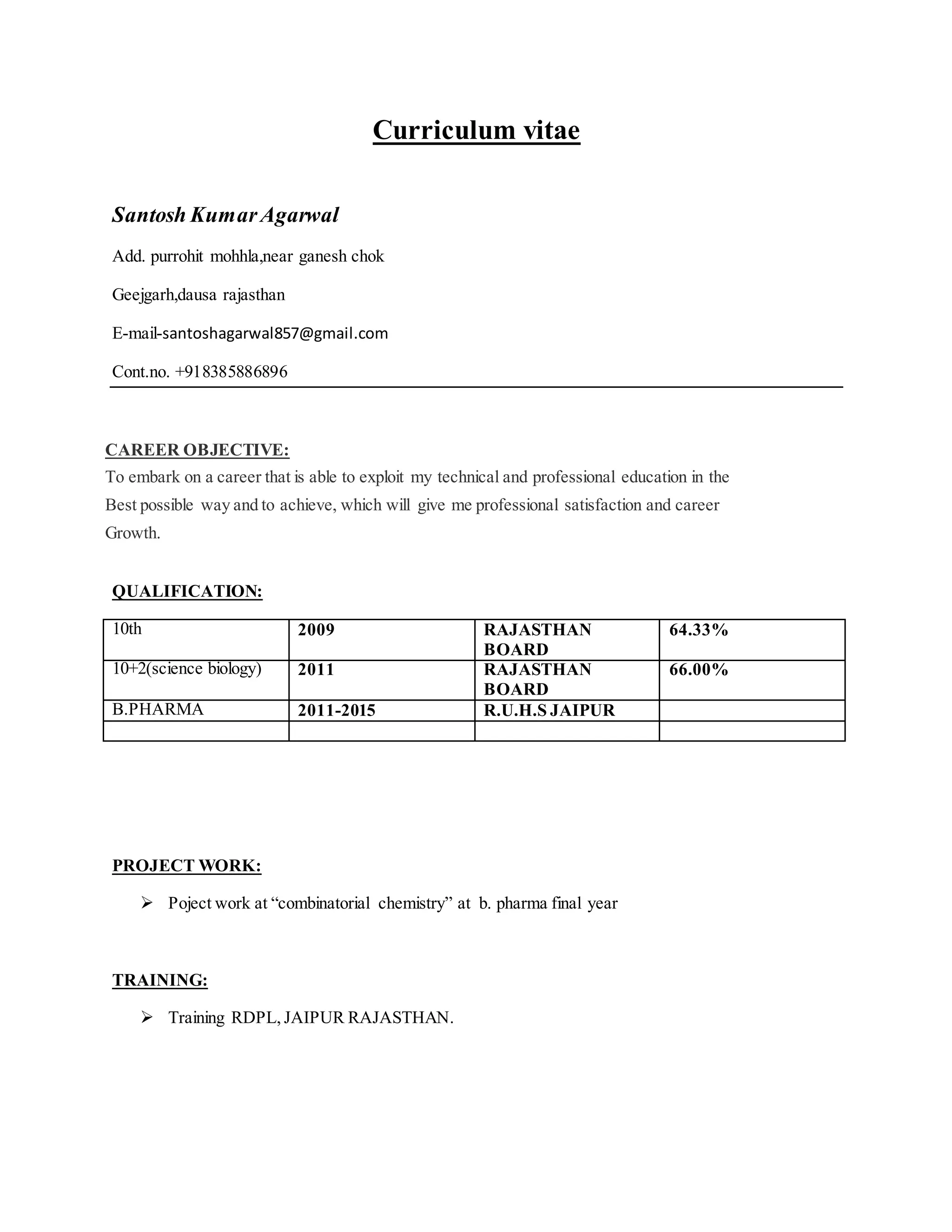 santosh agarwal resume new | PDF