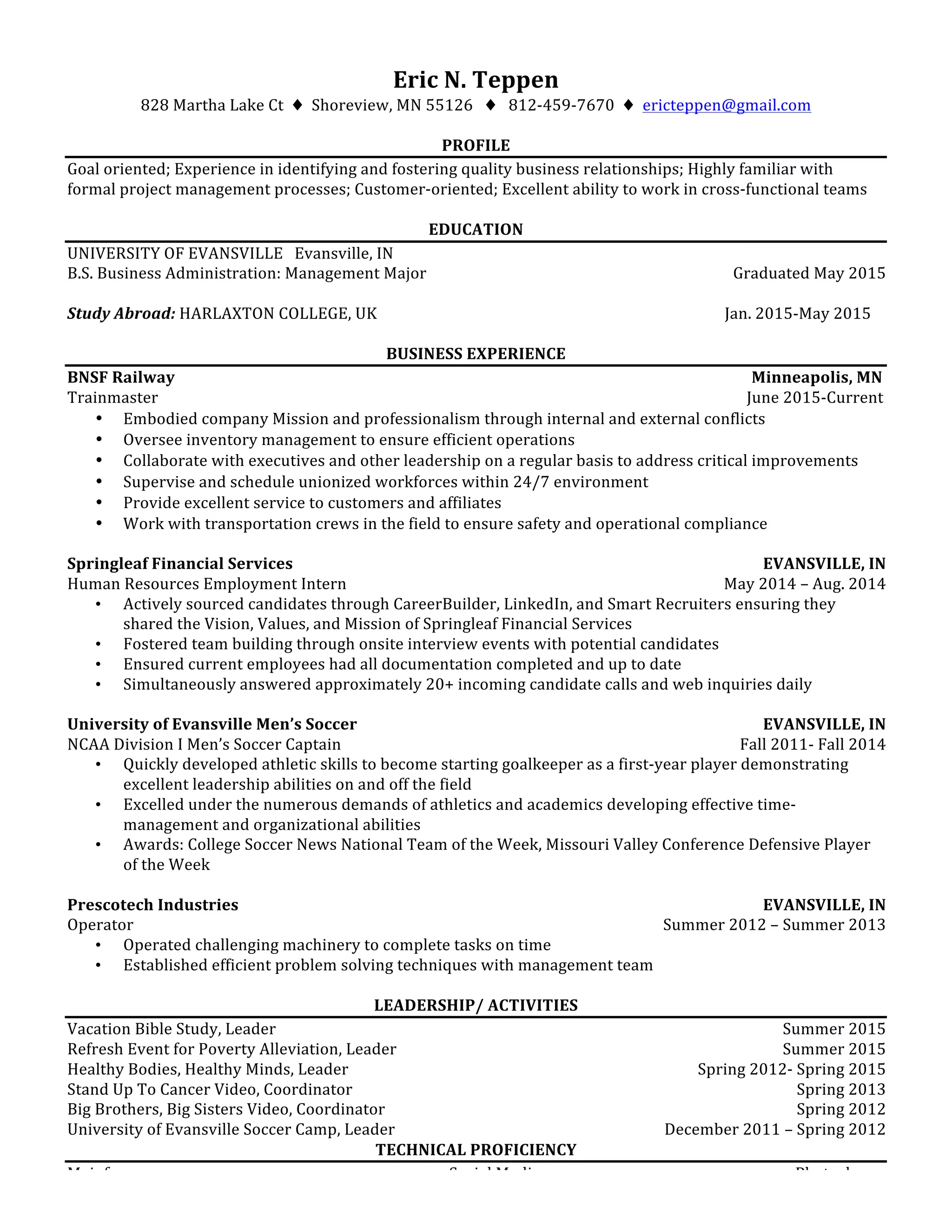 Eric Nicholas Teppen Resume 1 | PDF
