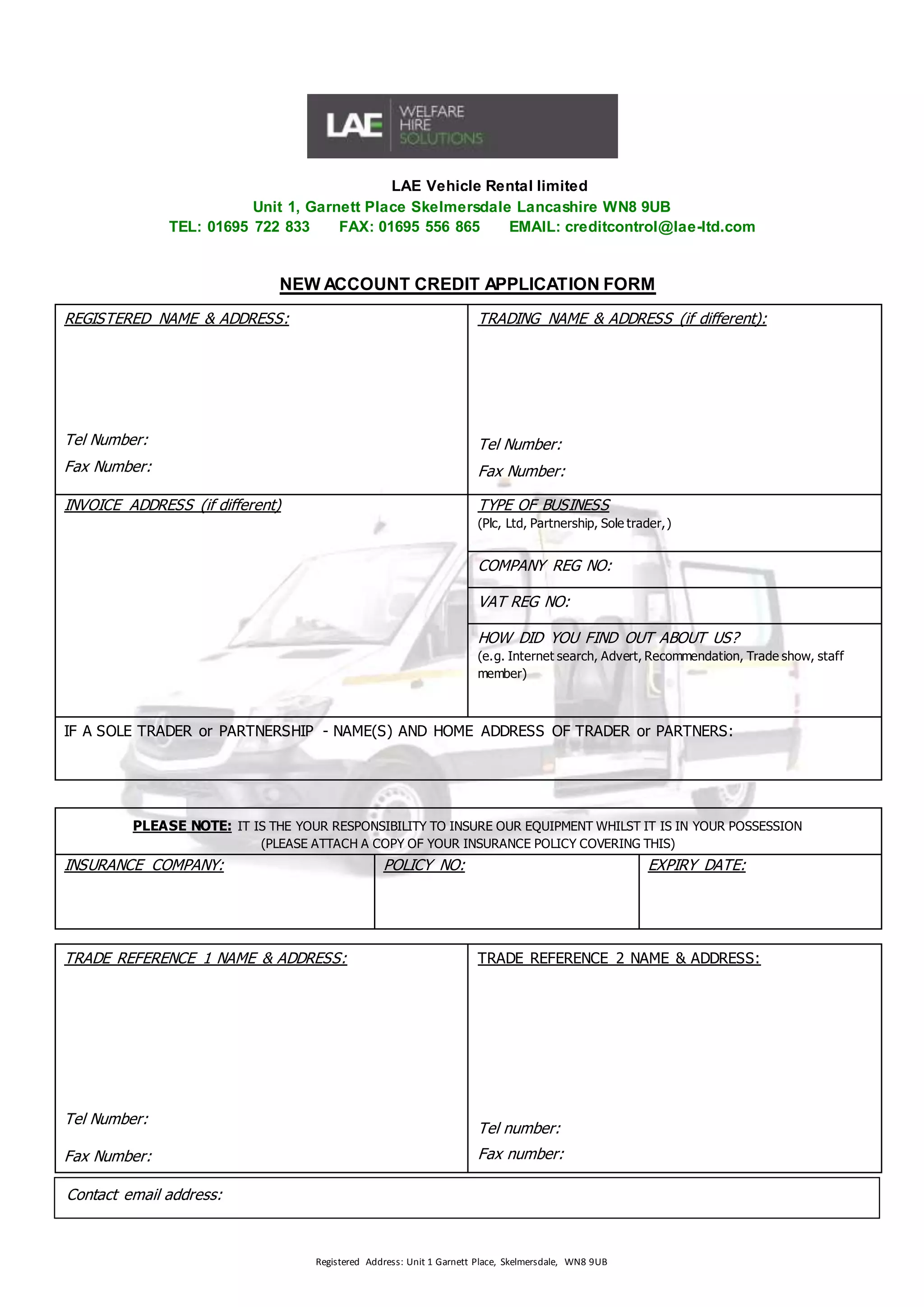 lae credit account form | DOCX