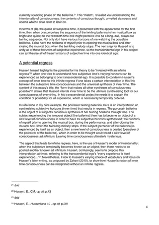 phenomenology, an exploration of the essential temporal feature of all ...