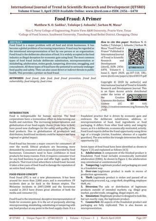 Food Fraud A Primer | PDF