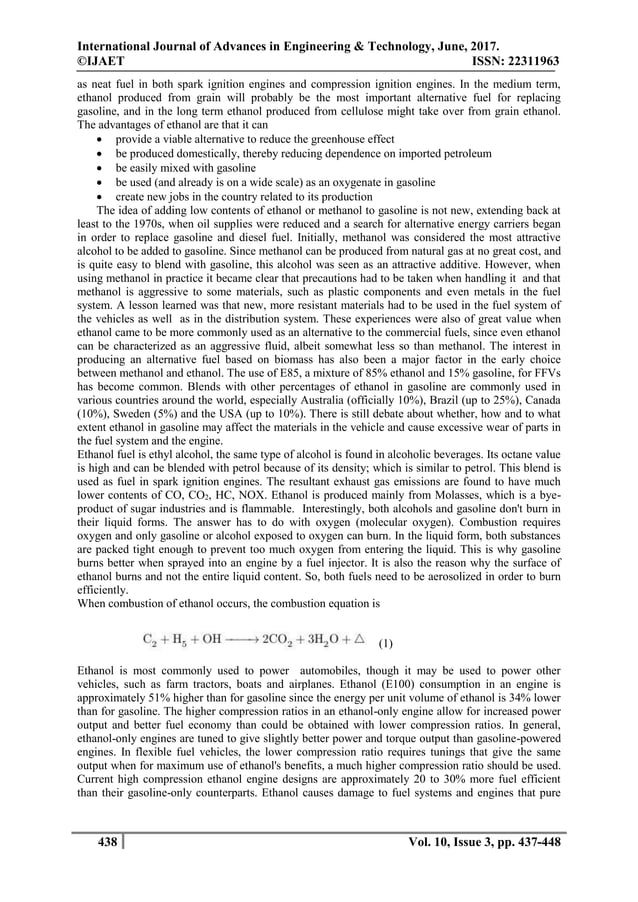 USAGE OF ETHANOL BLENDED PETROL: EXPERIMENTAL INVESTIGATIONS OF REDUCTION IN POLLUTION LEVELS IN ...
