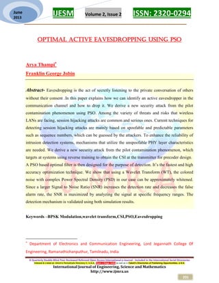 OPTIMAL ACTIVE EAVESDROPPING USING PSO | PDF