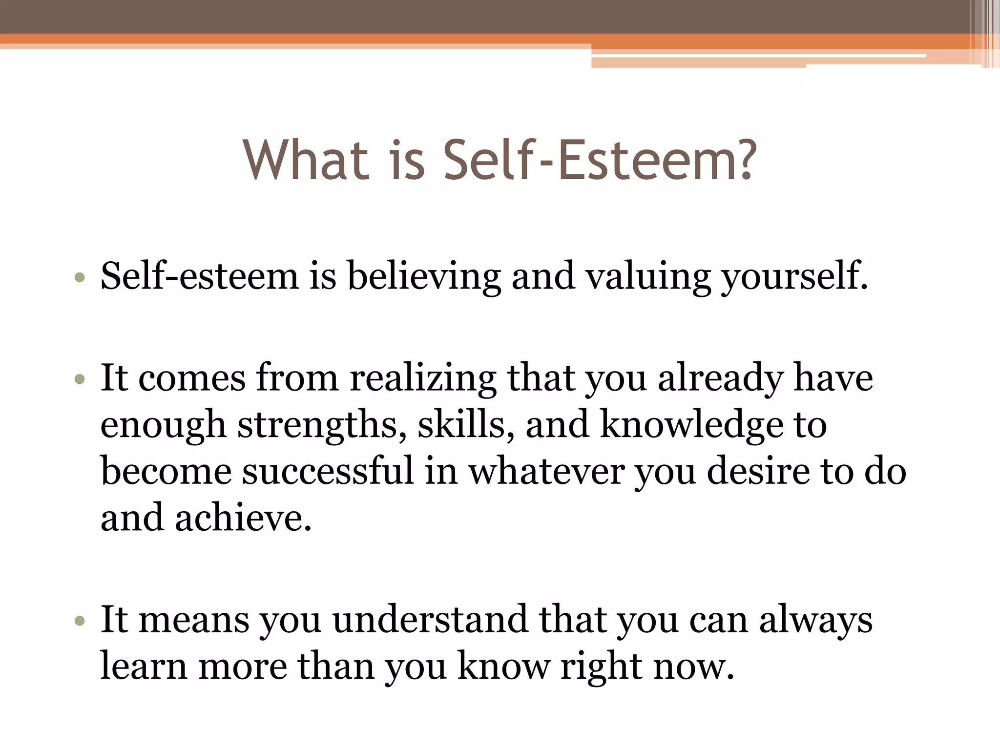 Increase your self esteem to achieve your goals | PPTX