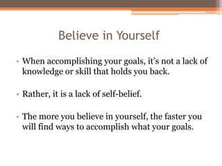 Increase your self esteem to achieve your goals | PPTX